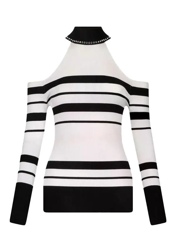 Liu Jo Striped Stud-detail Sweater - Black