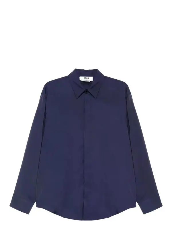 MSGM Logo-embroidered Shirt - Blue