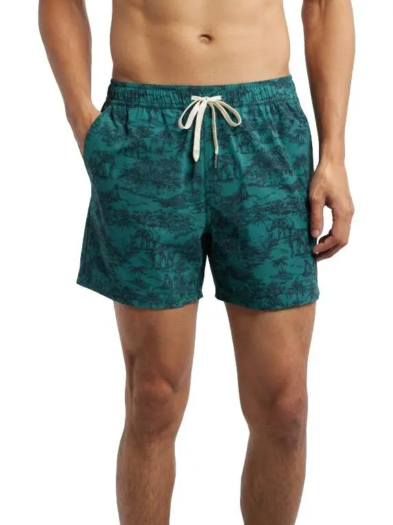 FAIR HARBOR Bungalow Floral Swim Trunks - Jungle Toile Wl