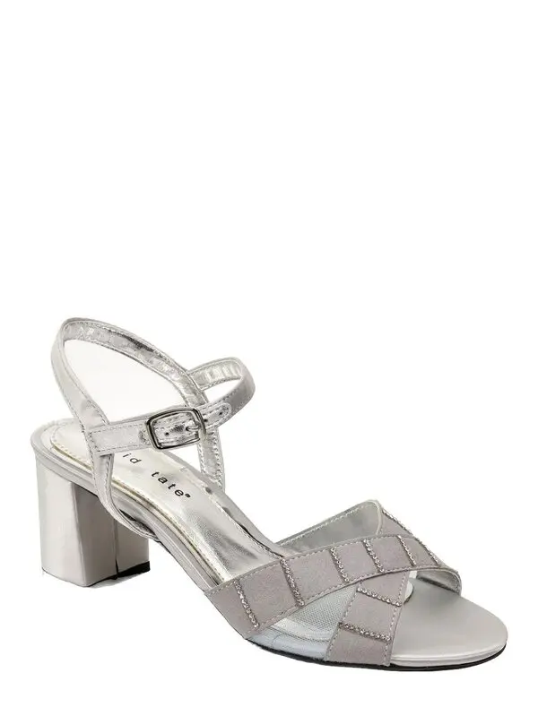 DAVID TATE Cocktail Ankle Strap Sandal - Silver Satin