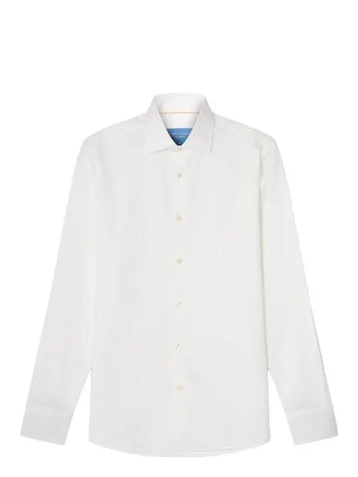 Robert Talbott Reynolds Novelty Cuff Poplin Contemporary Fit Shirt - White