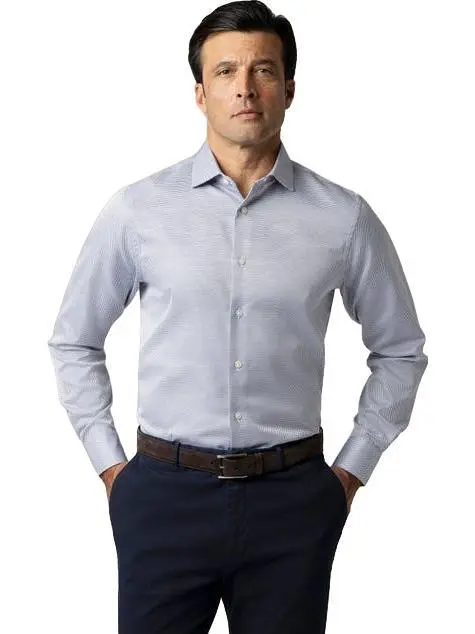 Robert Talbott Reynolds Hopsack Contemporary Fit Shirt - Navy