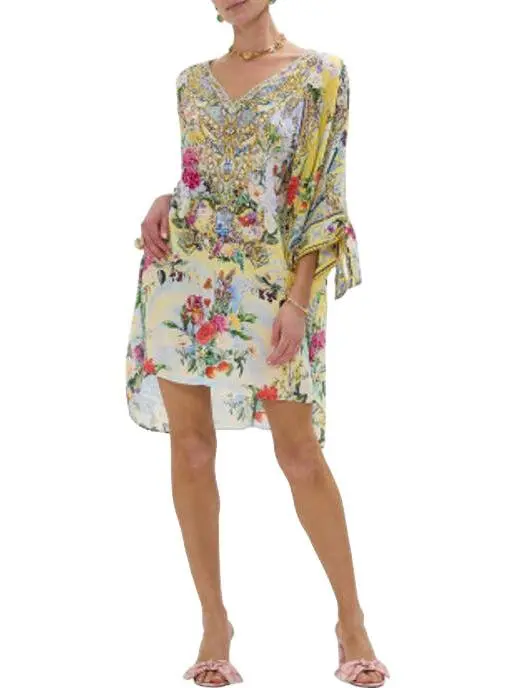 Camilla Tie Sleeve Short V Neck Kaftan - Flor Fantastica