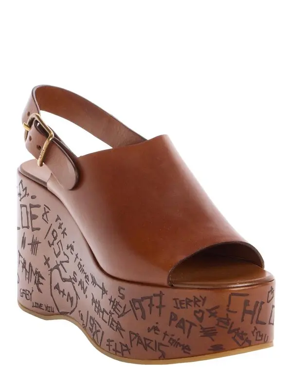 Chloé Maxime Platform Slingback Sandal - Ginger Brown