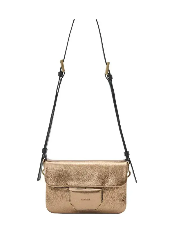 ALLSAINTS Jupiter Metallic Leather Crossbody Bag - Warm Brass