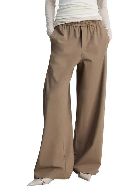 Mango Wide Leg Trousers - Medium Brown