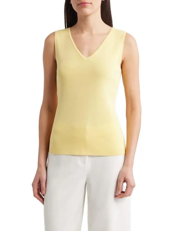 TAHARI ASL V-neck Sweater Tank - Butter