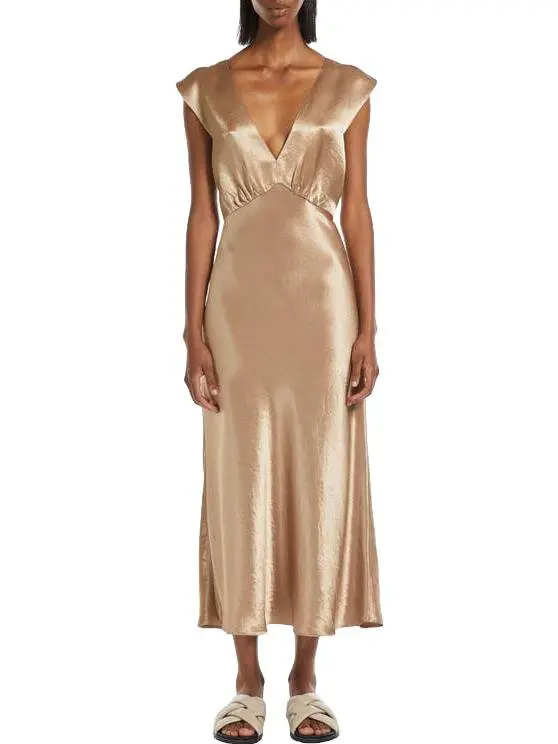 MM BY MAX MARA Mm Glizia Crinkled Satin Slipdress - Camel
