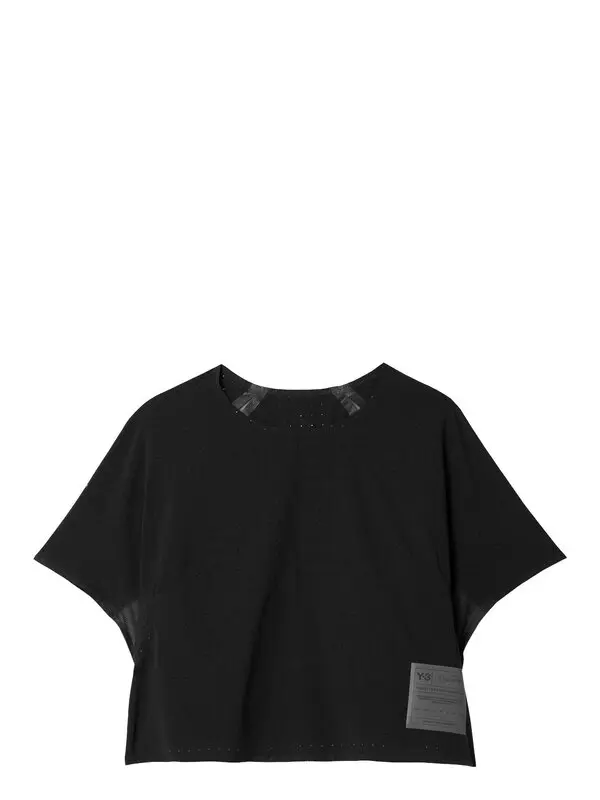 Adidas Originals By Alexander Wang Y-3 Cropped Appliquéd Recycled-mesh T-shirt - Black