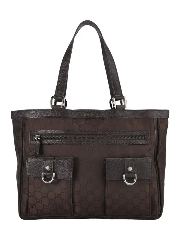 Gucci Gg Nylon Abbey Pocket Tote - Brown