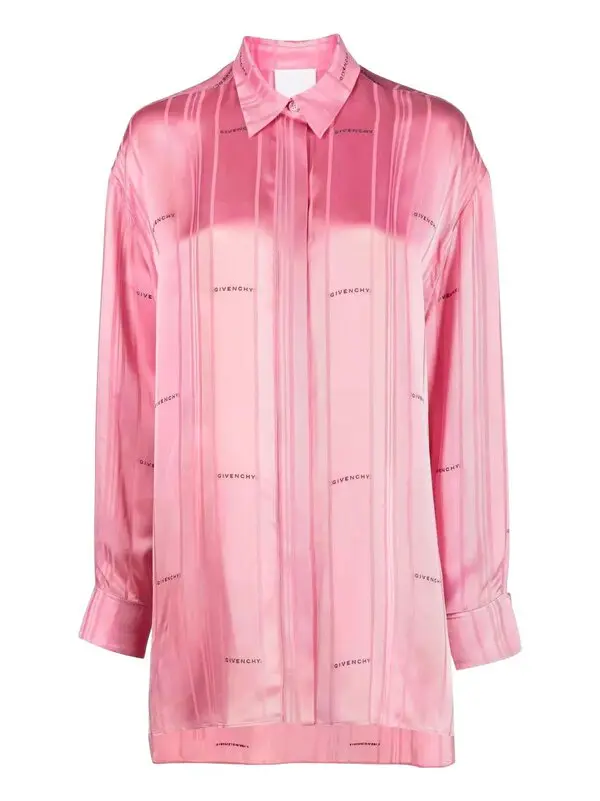 Givenchy Logo-jacquard Striped Shirt - Pink
