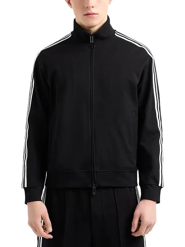 Emporio Armani Cotton Jersey Zip Up Sweatshirt - Black Beauty