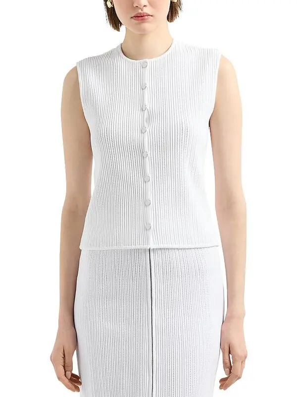 Emporio Armani Textured Ottoman Jersey Vest - Warm White