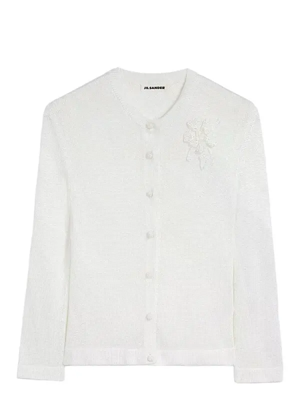 JIL SANDER Embroidered Cardigan - White