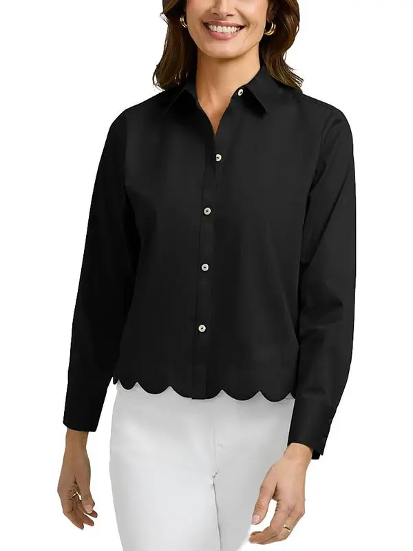Foxcroft Scarlett Long Sleeved Matte Sateen Shirt - Black