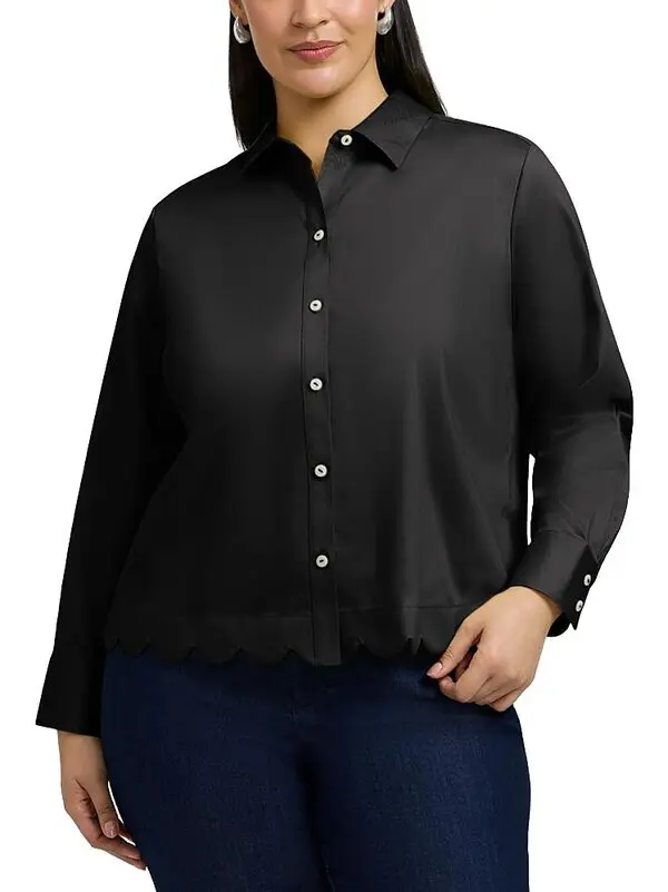 Foxcroft Scarlett Long Sleeved Matte Sateen Shirt - Black