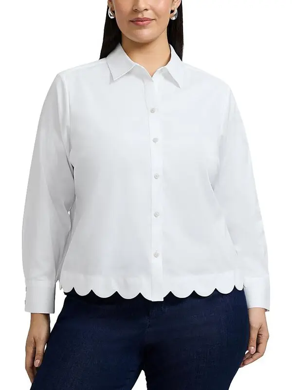 Foxcroft Scarlett Long Sleeved Matte Sateen Shirt - White