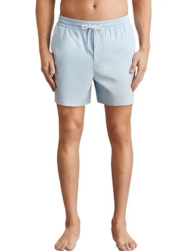 REISS Cliff Plain 4.9" Swim Shorts - Soft Blue