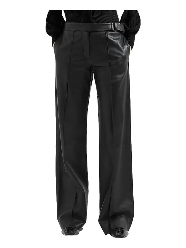 Emporio Armani Leather Trousers With Buckle Detail - Black Beauty