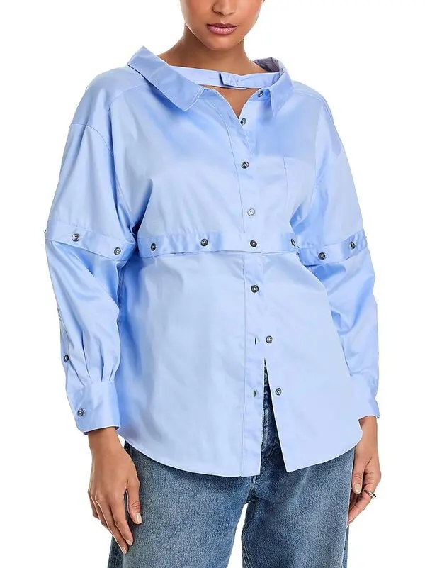Rokh Multi Button Broken Shirt - Light Blue