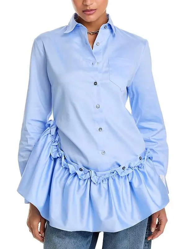 Rokh Ruffled Tunic Shirt - Blue