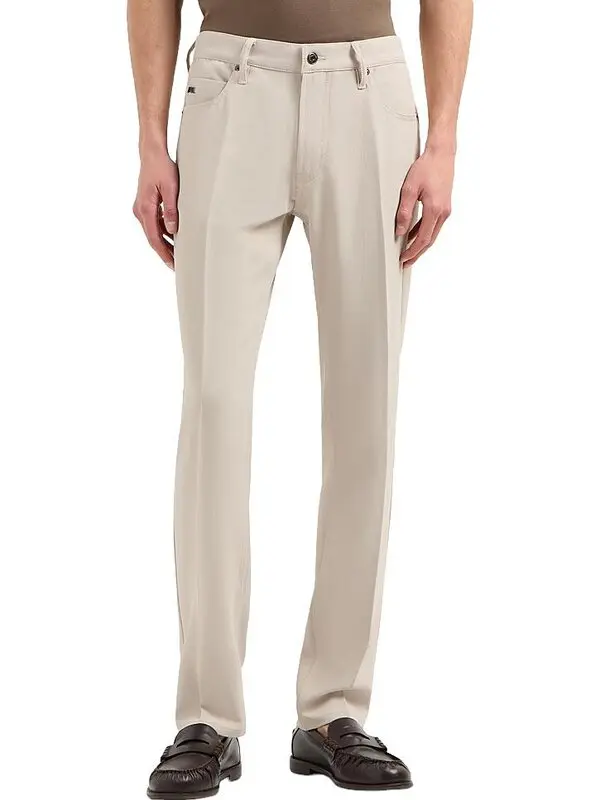 Emporio Armani Regular Fit Stretch Cannette Trousers - Beige