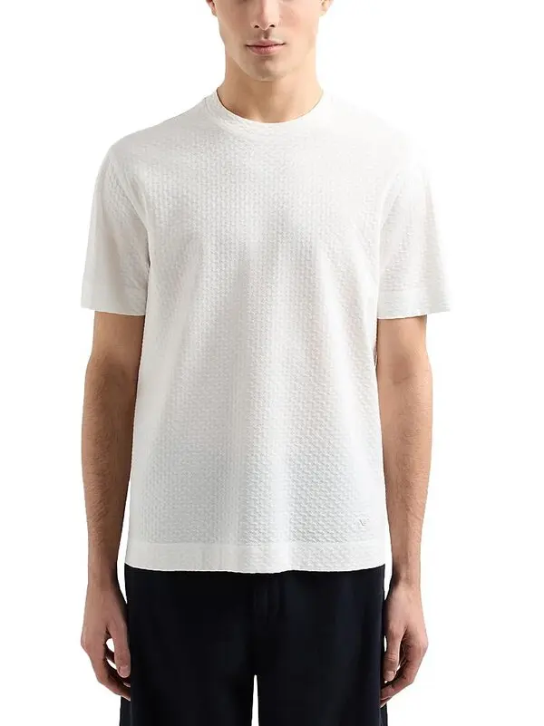 Emporio Armani Short Sleeve Jacquard Textured Tee - Off White