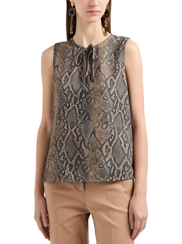 Emporio Armani Tie Neck Blouse - Snake Print