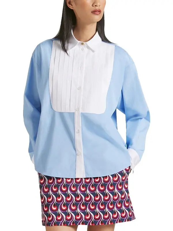 La DoubleJ Peggy Tuxedo Shirt - Solid Blue