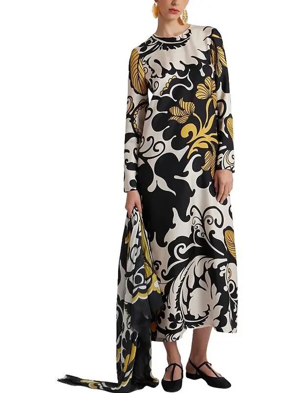 La DoubleJ Silk Long Sleeve Swing Dress - Marea