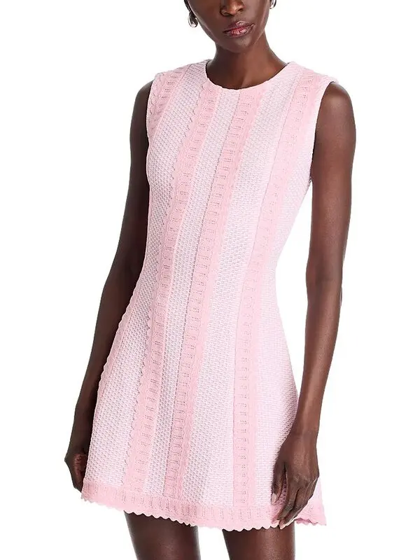 Misook Scalloped Trim Mini Dress - Soft Blush/white