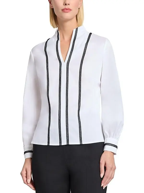 Misook Stand Collar Blouse - Black/white