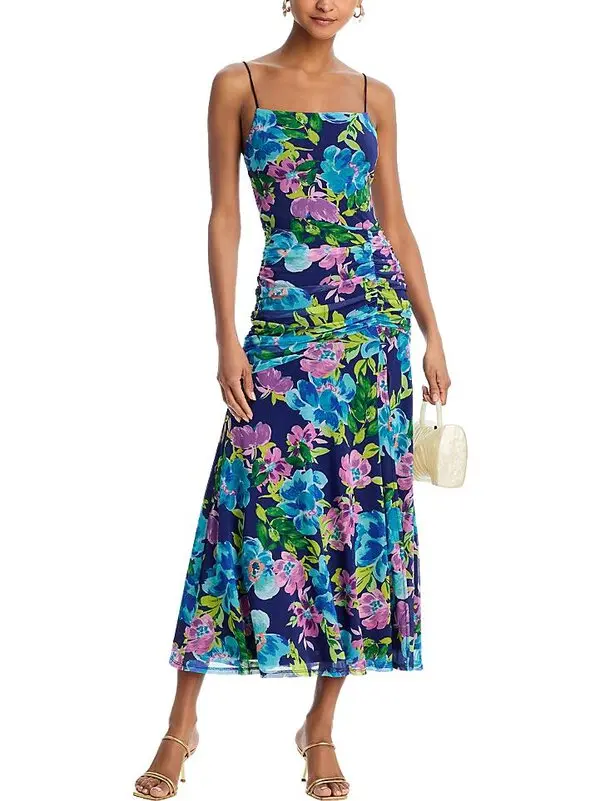 Aqua Floral Maxi Dress - Navy Floral