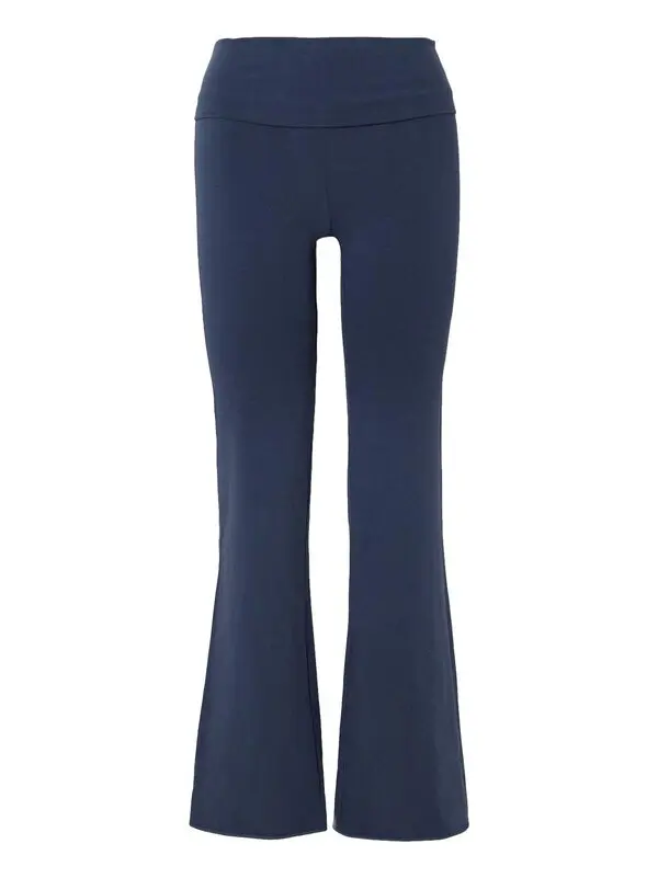 SKIMS Stretch-cotton Jersey Foldover Pants - Blue