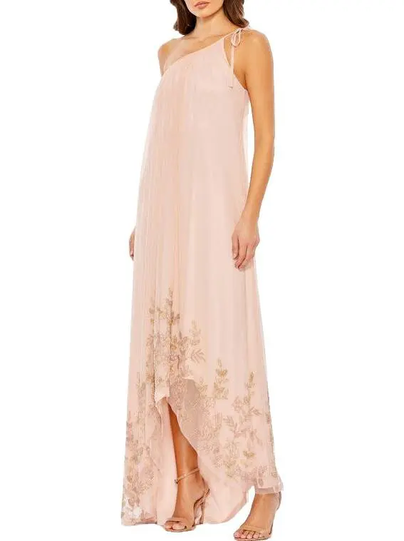 Mac Duggal Asymmetrical One Shoulder Gown - Rose
