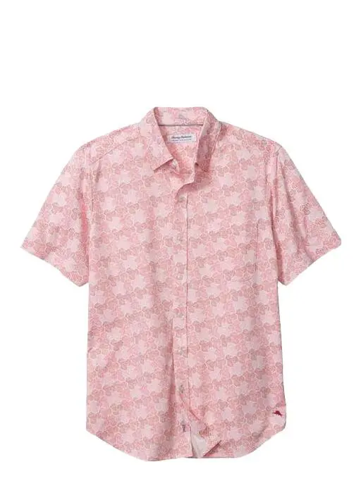 Tommy Bahama San Lucio Tri Leaf Geo Print Islandzone® Short Sleeve Button-up Shirt - Hula