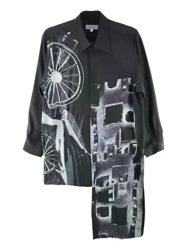Yohji Yamamoto Graphic-print Overshirt - Black