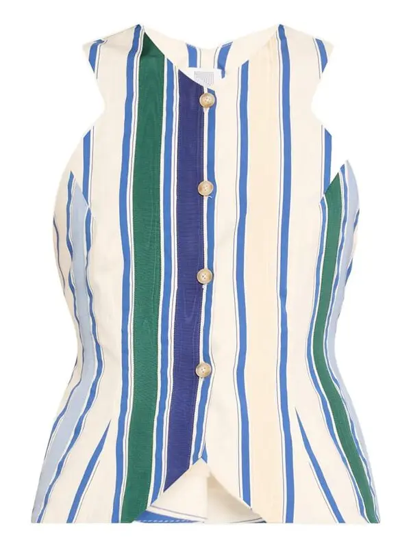 Rosie Assoulin King Giorgio Striped Ribbon Vest - Blue Stripe