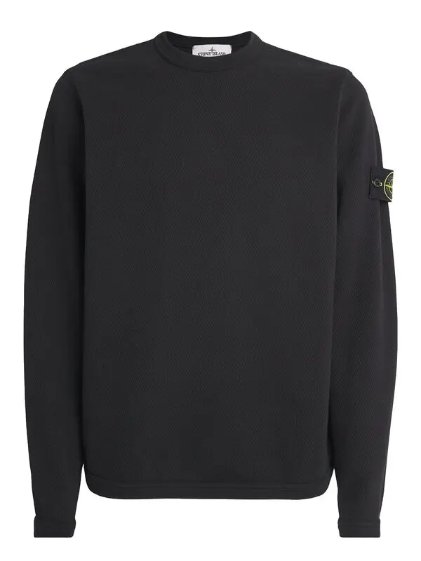 Stone Island Cotton Compass Crewneck Sweater - Black
