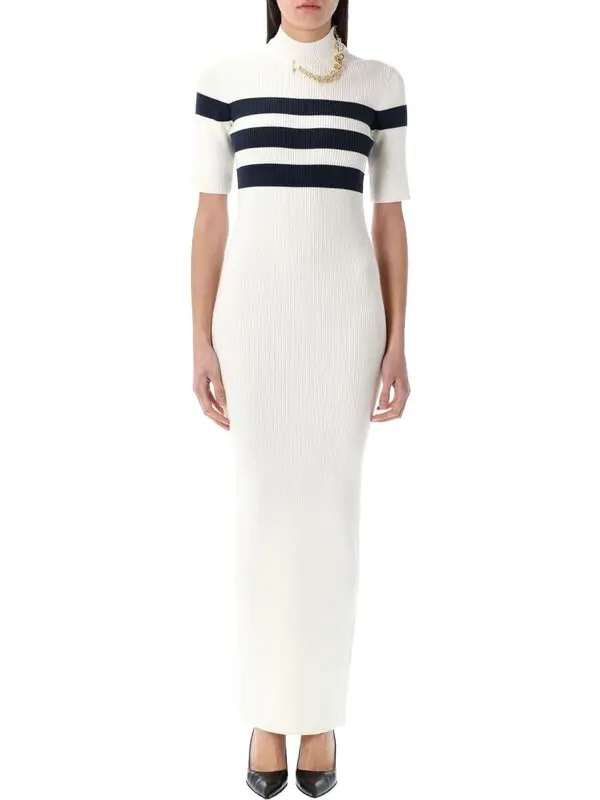 Jean Paul Gaultier Striped Knit Maxi Dress - White