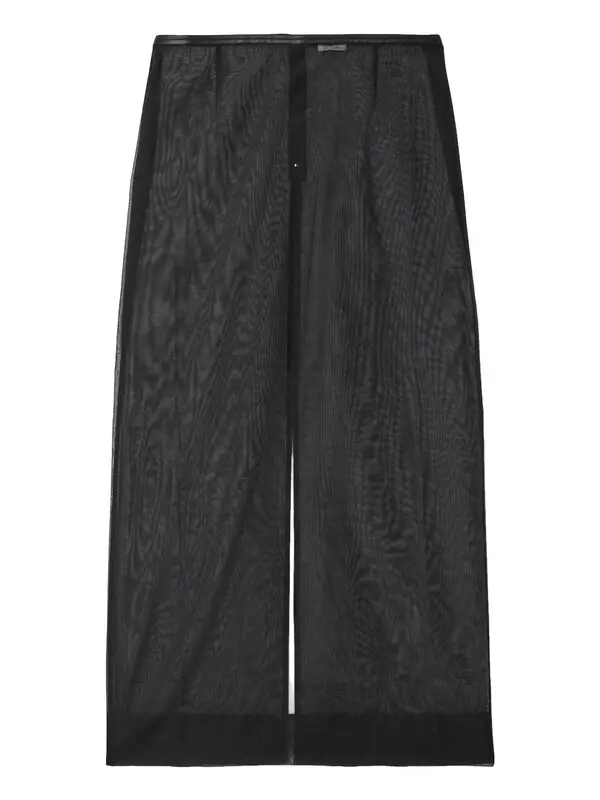 ST. AGNI Leather-trimmed Organic Cotton-blend Tulle Maxi Skirt - Black