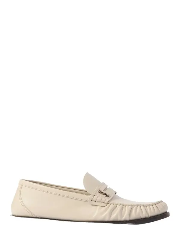 Saint Laurent Glossed-leather Loafers - Cream