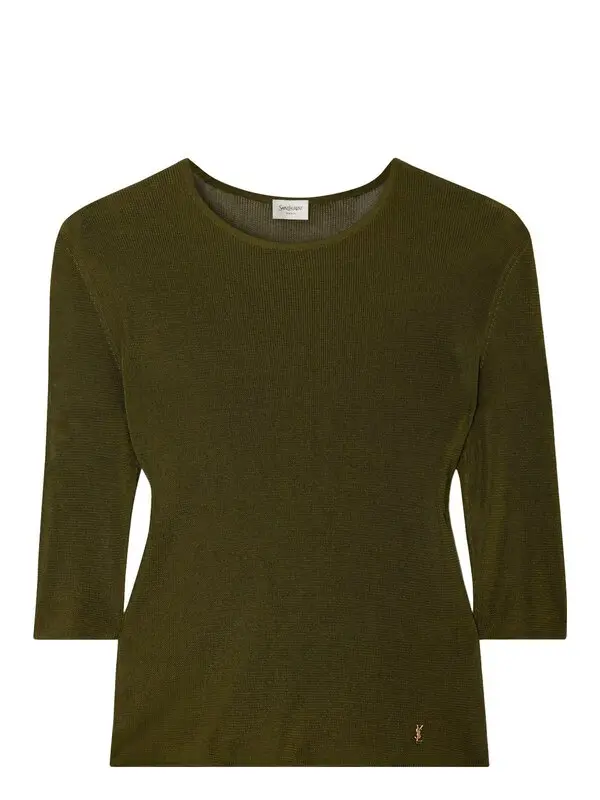 Saint Laurent Embellished Knitted Top - Green