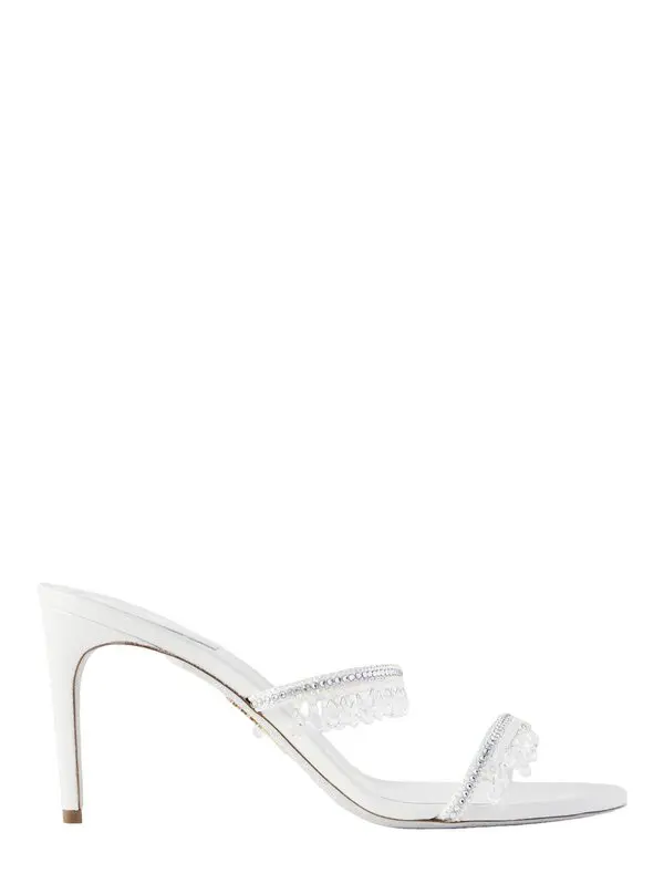 Rene Caovilla Crystal-embellished Satin Sandals - White