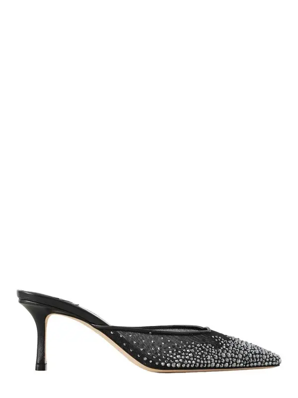JIMMY CHOO Vivi 65 Crystal-embellished Mules - Black