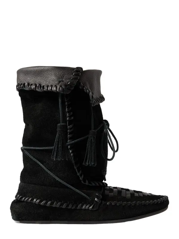Isabel Marant Winki Tasseled Suede Boots - Black
