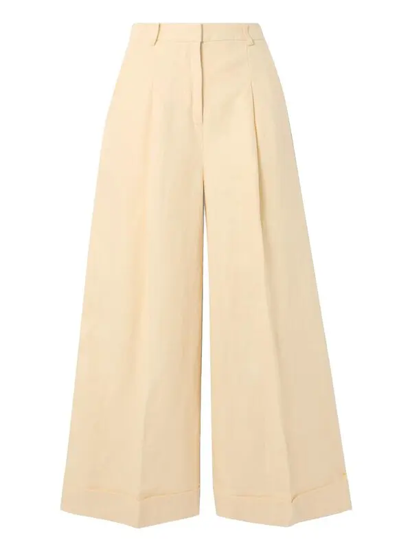 Faithfull The Brand Clove Pleated Linen Wide-leg Pants - Yellow