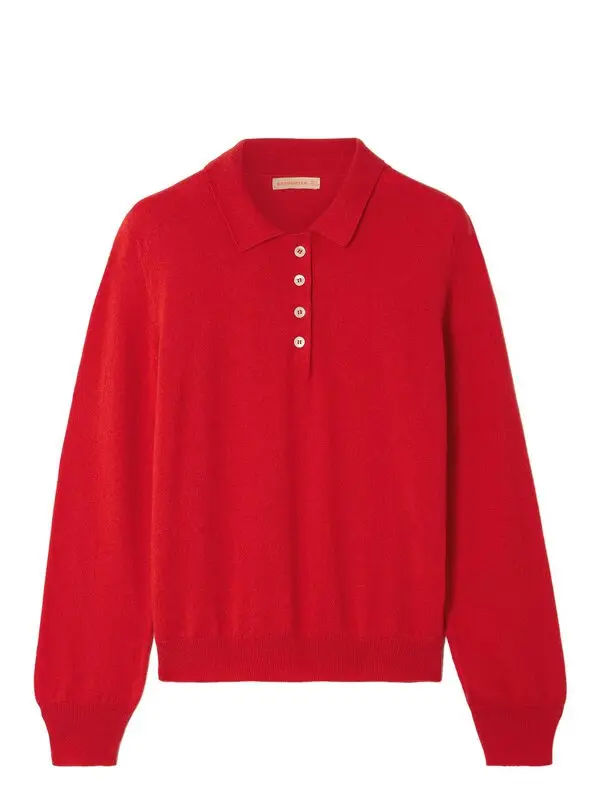 Daughter Aoife Cashmere And Cotton-blend Polo Sweater - Red