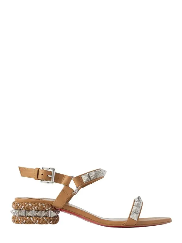 CHRISTIAN LOUBOUTIN Pyrasand 30 Studded Leather Sandals - Brown
