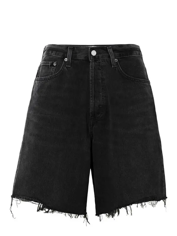 AGOLDE Indra Distressed Denim Shorts - Black